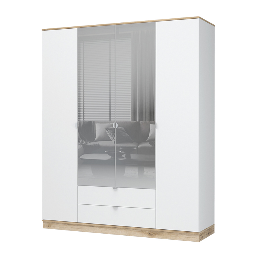 Юкки ШК 2Я 1800 Шкаф 4 х дверный с зеркалом купить в Новосибирске Финист мебель